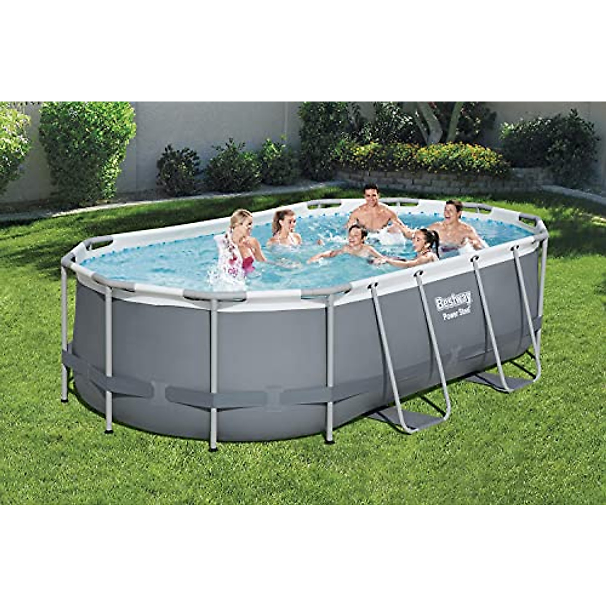 Bestway Power Steel 14' x 8'2" x 39.5" Oval Above Ground Pool Set | Includes 530gal Filter Pump, Ladder, ChemConnect Dispener