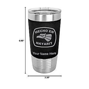 LaserGram 20oz Vacuum Insulated Tumbler Mug, Hecho en Nayarit, Personalized Engraving Included (Faux Leather, Black)