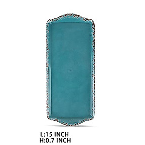 LOK-OSEMILE Gourmet Art Crackle Set of 2 Melamine Rectangular Serving Trays/Platters Aquamarine blue 15"