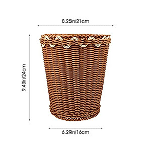 Ipetboom Seagrass Waste Basket Woven Trash Can with Lid Wicker Garbage Bin Rattan Rubbish Container Rustic Storage Basket Laundry Hamper for Kitchen Home Office