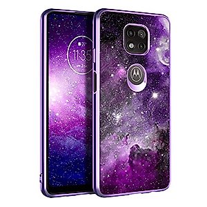BENTOBEN Compatible with Moto G Power 2021 Case, Slim Fit Glow in The Dark Soft Flexible Bumper Protective Anti Scratch Non-Slip Cute Cover for Motorola Moto G Power (2021) 6.6 Inch, Purple Nebula