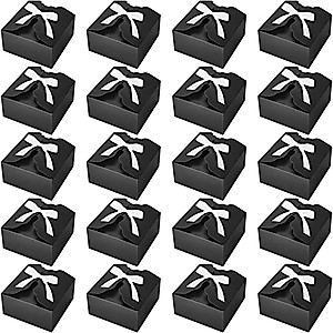 Lewtemi 20 Pcs Gift Boxes with Lids Bridesmaid Proposal Box 8 x 8 x 4 Inches Black Gift Boxes with Lids and Ribbons Matte Black Gift Box for Wedding Birthday Party Packaging Present Crafting