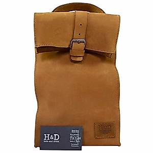 Hide & Drink, Insulated Lunch Bag with Grip Handmade from Full Grain Leather - Old Tobacco