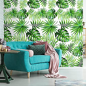 2 Pieces Palm Leaf Table Covers Hawaii Green Palm Leaves Tablecloths Tropical Leaves Table Cloths and 2 Pieces Palm Leaves Banners Palm Leaves Banner Decorations for Tropical Party Decorations