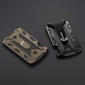 Wallet For Men - Slim Aluminum Metal Money Clip RFID Blocking, Holds up 15 Cards with Cash Clip. Ultra-Thin Minimalist Wallet, Black