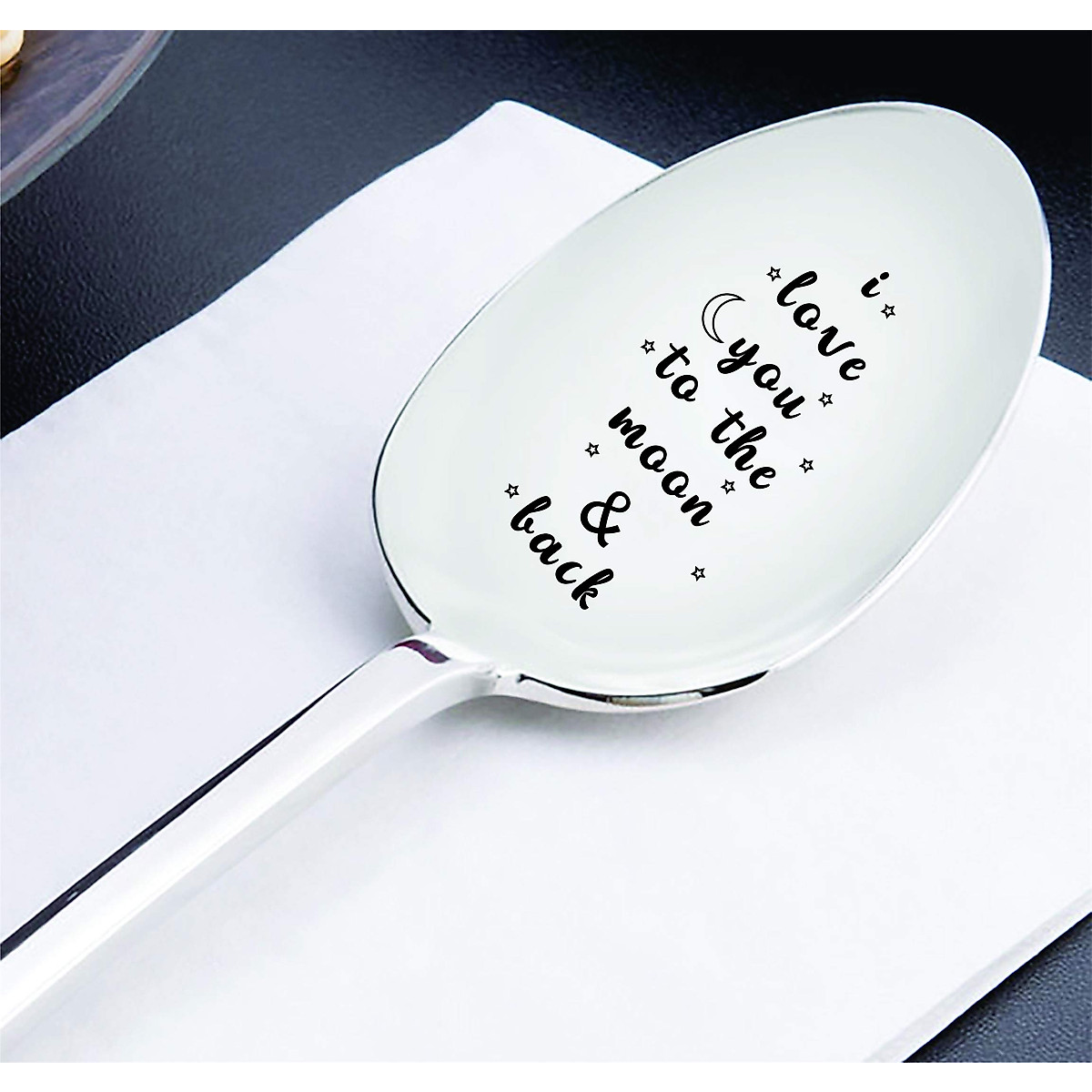 I love you to the moon and back - Valentine Couple Anniversary Spoon Gift - Engraved Spoon Gifts
