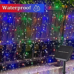 9.8 ft x 6.5 ft Christmas Solar Net Lights for Outdoor, 200LED 8 Modes Mesh String Lights Solar Outdoor Lights for Christmas Tree, Garden, Bushes, Wedding, Party Decorations (Red,Green,Purple,Orange)