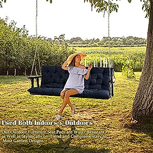 Zacammy Swing Replacement Cushions Outdoor, Thickened Waterproof 2/3 Seater Bench Seat Cushions with Backrest, Swing Cushion for Porch Patio Garden Furniture (Navy Blue 40x40inch)