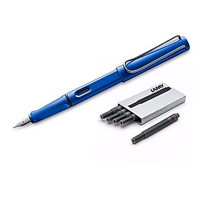 Lamy Safari Fountain Pen (14F) Sky Blue + 5 Black Ink Cartridges (O158944)