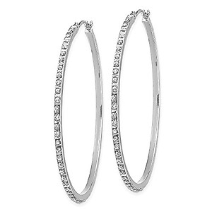 14k White Gold In & Out Diamond Fascination Large Round Hinged Hoop Earrings (.01 cttw.) (49mm x 2mm)