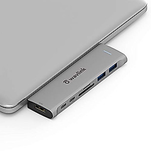 WAVLINK USB C Hub, 7-in-2 Type C Adapter Mini Docking Station with Thunderbolt 3 USB C Port, 4K HDMI, 2 USB 3.0, SD/TF Card Reader, 100W PD for MacBook Pro 2016-2020 MacBook Air 2018-2020