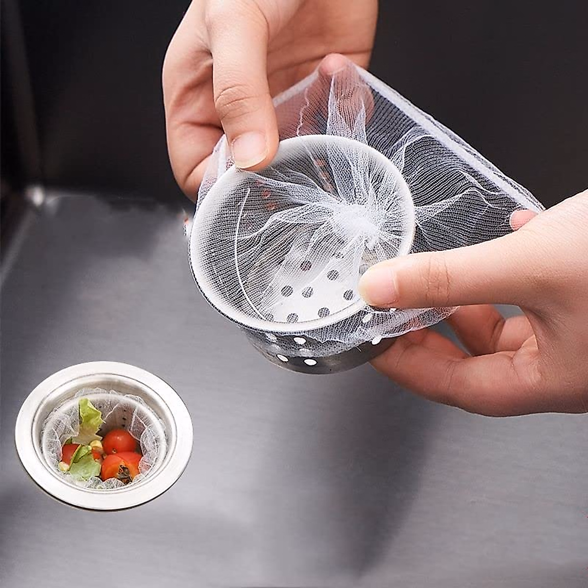 WEIYSHIGSH Kitchen Sink Strainer Mesh Bag- 200PCS Disposable mesh Sink Strainer Bags - Sink Drain Strainer - Suitable for Most Sizes of Kitchen Drainage Basket