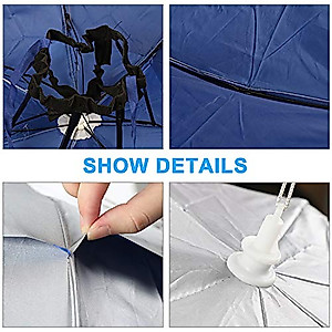 Hunter's Tail UV Umbrella Hat, with Umbrella Fishing Gardening Tri-Folded Umbrella One Ventilate Canopy 91cm, Bright Silver