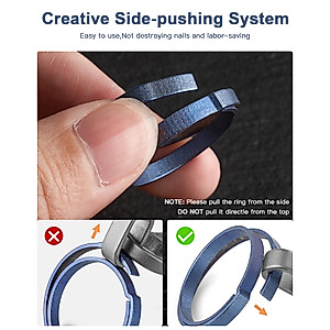TISUR Titanium Key Ring,Elegant Quick Release Side Pushing Split Rings Kit-5Psc for Keychains,Heavy Duty Keyring for Dog Tag(Blue, K27+4K22)