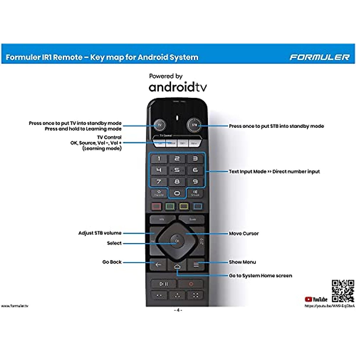 Latest and Upgraded Formuler IR Remote Control formuler z7+ 5g, z8, z8 pro, z10, z10 pro, z10 se, z10 pro max, z Plus neo, z Alpha, cc Model only by E4U