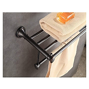 Towel Rails Solid Brass Towel Rack with Bar for Bathroom Shelf Wall Mounted, Oil Rubbed Bronze, 61.5 cm/Toilet Brush Set (Color : Toilet Brush Set) (Towel Shelf b)