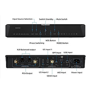 Musician Aquarius R2R DAC HiFi Mid-Range Decoder Balanced DAC USB/Opt/Coax/2 x IIS/AES Input RCA/XLR Output Home Audio Desktop DAC (Black)