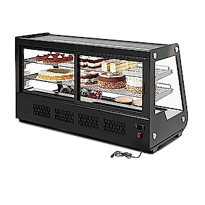 KoolMore CDC-7C-BK 48 in. Refrigerated Bakery Display Case with Clear Glass Front, Sliding Rear Doors, LED Lighting, Adjustable Temperature, and Dual Shelving for Baked Goods in Black, 7 cu. ft