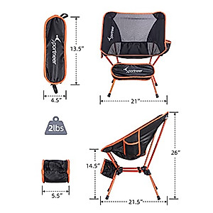 Sportneer Lightweight Portable Folding Camping Chair 2Pack Compact Beach Camp Chairs for Adults Foldable Backpacking Chair Outdoor Collapsible Chair for Camping Hiking Lawn Picnic Travel