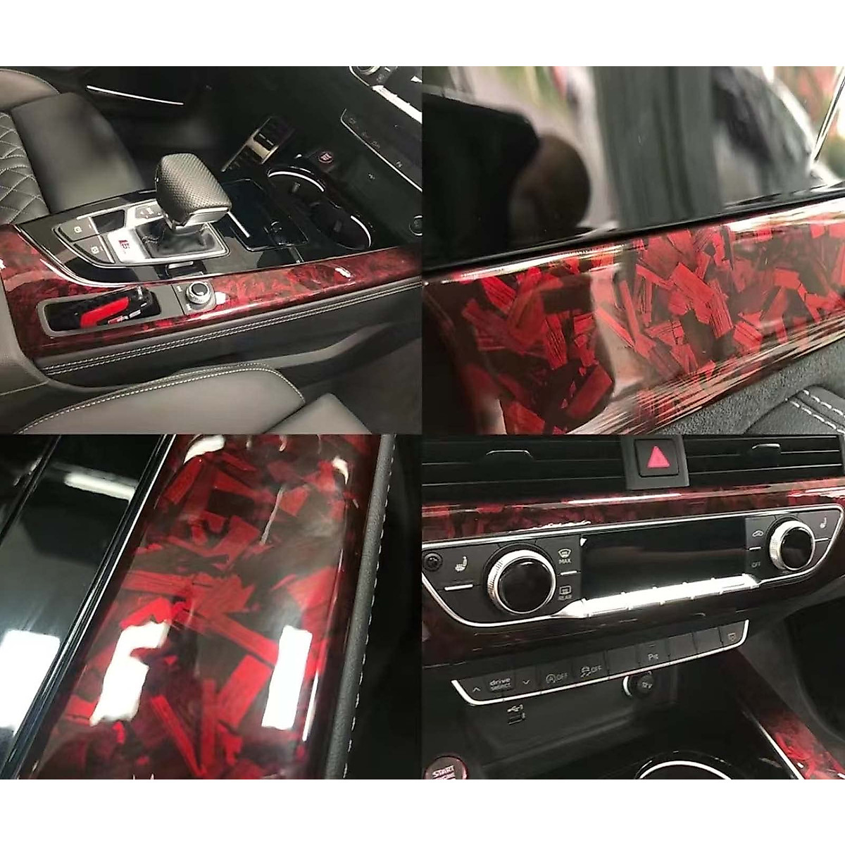 ASENDIWAY Red Forged Gloss Carbon Fiber Vinyl Wrap Roll Stretchable Decal Sticker Film Sheet Air Release DIY Decoration Vinyl