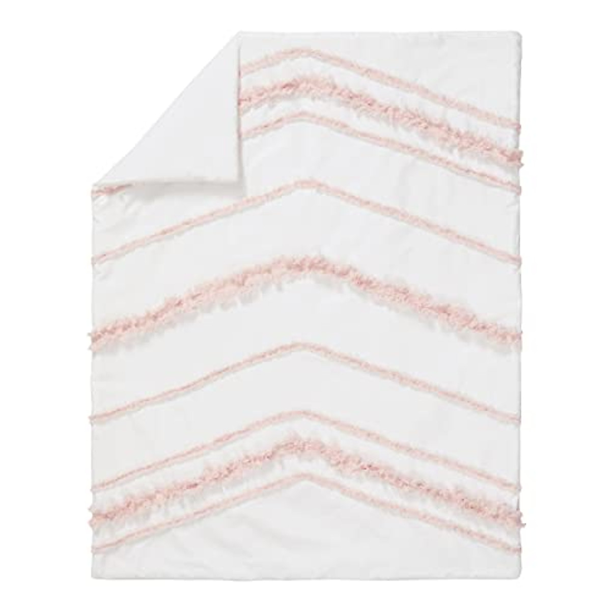 Sweet Jojo Designs Boho Bohemian Baby Girl Nursery Crib Bedding Set - 4 Pieces - Blush Pink and White Farmhouse Shabby Chic Designer Modern Minimalist Tuft Tufted Tassel Fringe Macrame Cotton