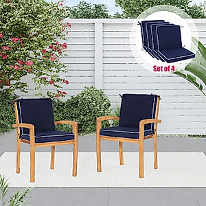 Blytieor Outdoor Patio Chair Cushions Set of 4, Water Resistant Square Seat Cushions with Ties, 20"x17" All Weather Seating Cushions for Outdoor Furniture