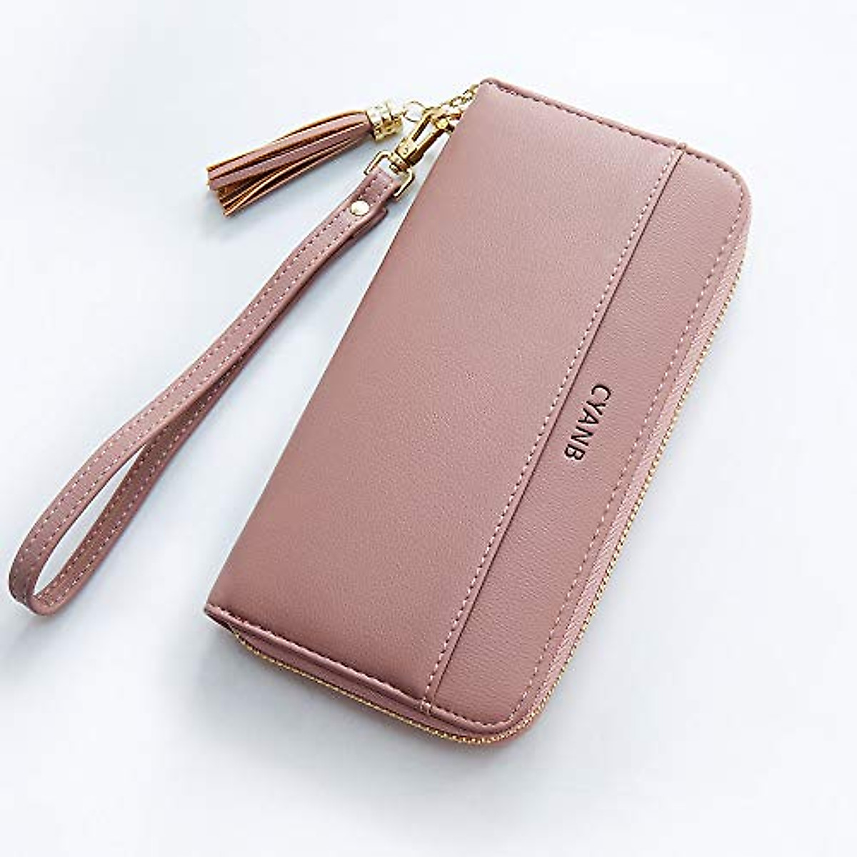 CYANB Women Wallets Tassel Bifold Ladies Cluth Wristlet Wrist strap Long Purse