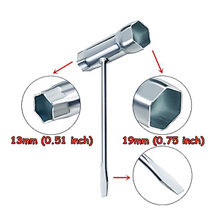 AILEETE Chainsaw T-Wrench 13mm by 19mm & T27 Torx Screwdriver for Stihl Makita Husqvarna Dolmar Partner Echo Jonsered Poulan John Deere Chainsaws (Chainsaw Scrench, T Handle Screwdriver)