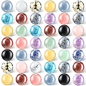 45 Pieces Gemstone Chakra 16mm Sphere Balls Crystal Worry Stones Bulks Gemstones Sphere Balls Assorted Crystal Sphere Polished Stone for Witchcraft Stress Relief Meditation Reiki Balancing Decor