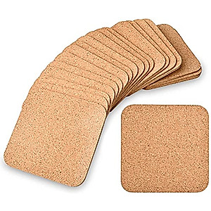 30 Pack Cork Drink Coasters Blank Reusable Absorbent Eco-Friendly DIY Project Tile Craft Board Restaurant Cafe Wedding Supplies and Accessories Home Bar Kitchen Essential (Square)