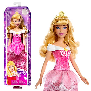 Mattel Disney Princess Toys, Aurora Fashion Doll, Sparkling Look with Blonde Hair, Purple Eyes & Tiara Accessory, Inspired by the Sleeping Beauty Movie