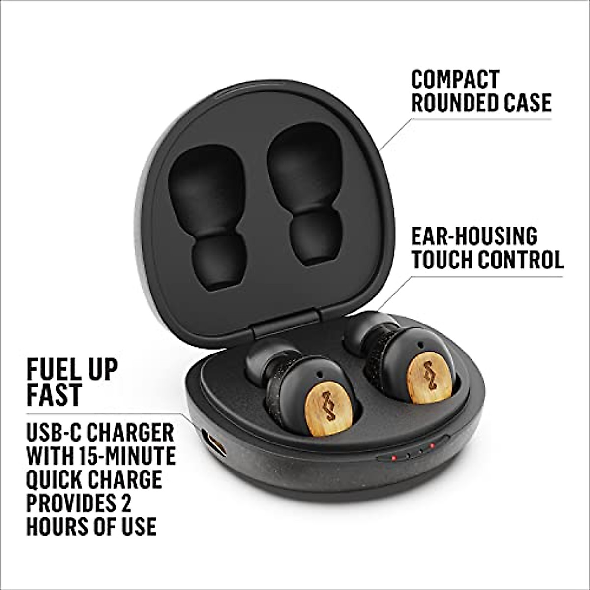 House of Marley Champion: True Wireless Earbuds with Microphone, Bluetooth Connectivity, 28 Hours Total Playtime, and Sustainable Materials