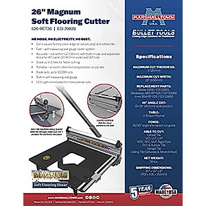 Bullet by MARSHALLTOWN 26" EZ Soft Flooring Shear, Professional-Grade, Versatile, Easy Transportation with Integrated Caster System, Made in the USA, 526-RCT26