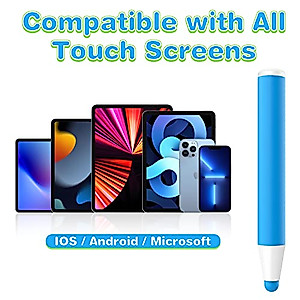 StylusHome Kids Stylus Pens for Touch Screens with 6 Extra Tips, Crayon Stylus Pen for iPhone Ipad Air Mini Pro, Kids Edition Tablet, Dragon Touch, Android Tablet - Blue Pink Green (3 Pack)