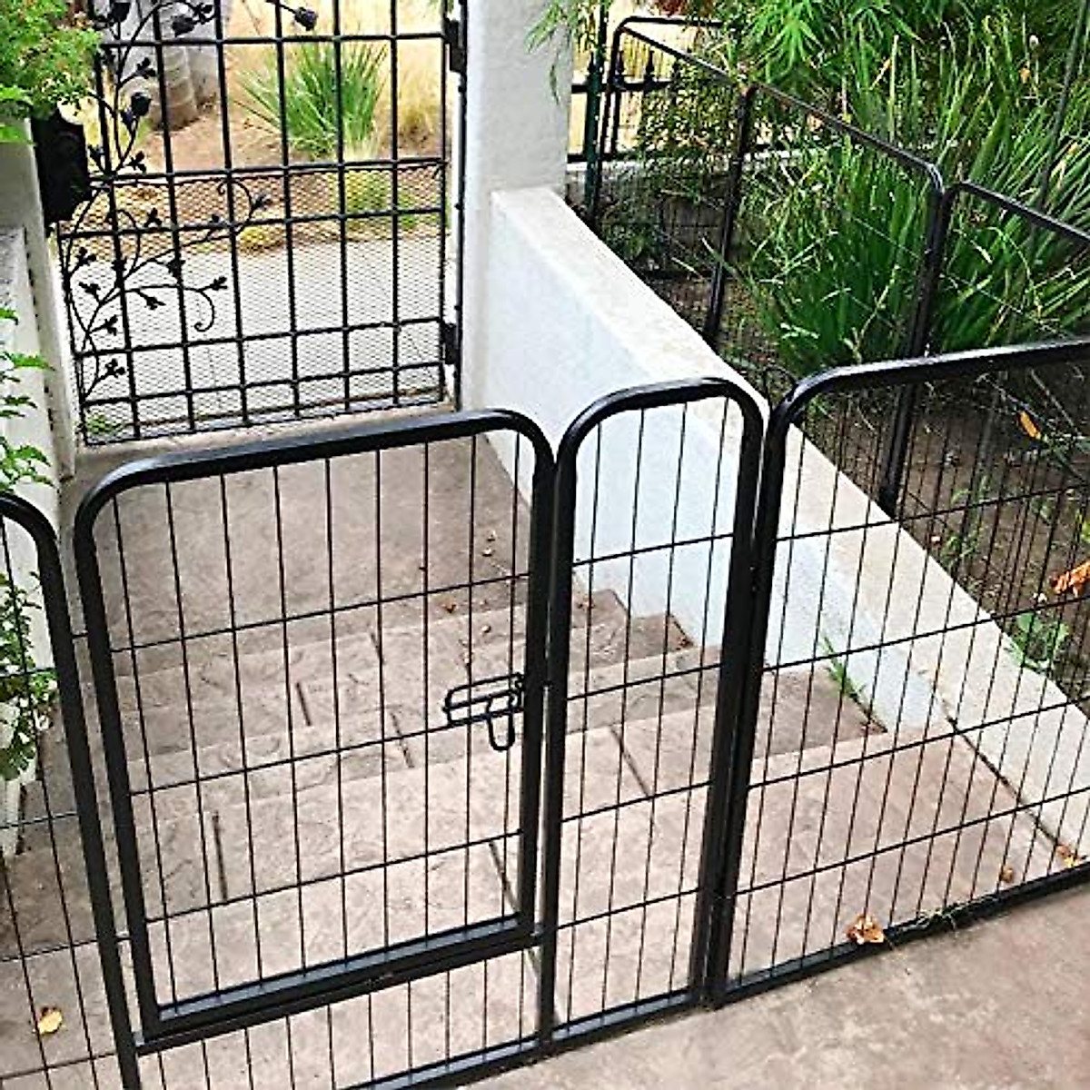 Yaheetech Decorative Garden Fence - 24in x 43ft Rustproof Folding Fencing Landscape Patio Flower Bed Animal Barrier Border for Dog Outdoor Fences Black
