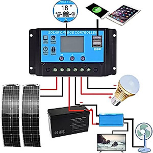 FLP 400W 12V Portable Bendable Solar Panel Battery Charger Kit 2x200Watt 12 Volt Monocrystalline PV Module for Car RV Marine Boat Caravan Off Grid System