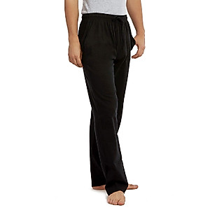 Men's Knitted PJ Cotton Pajama Pants (M, Black)