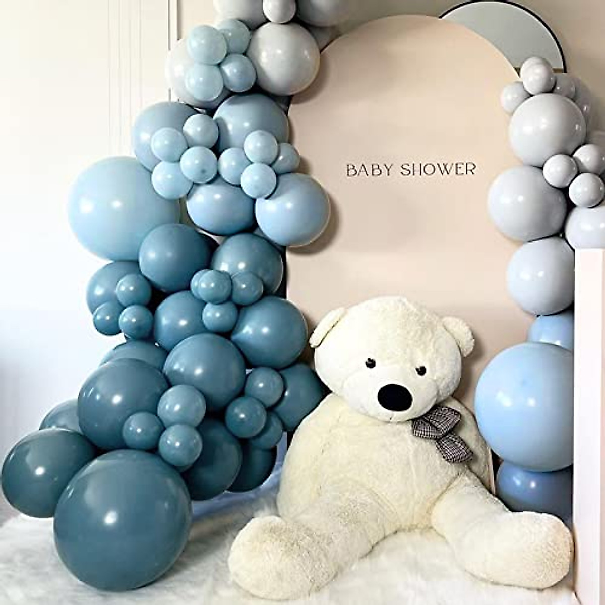 Dusty Blue Balloon Garland Arch Kits - 80pcs Slate Blue Balloons Different Sizes 5 Inch 12 Inch Birthday Balloons Sea Blue Balloon Arch for for Baby Shower Gender Reveal Wedding Party Decoration