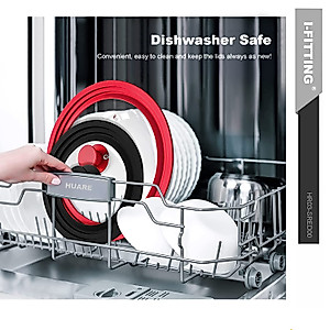 Universal Lid for Pot,Pan,Skillet Fits 8.5", 9.5,10 Cookware Silicon lid Dishwasher Safe, Replacement Lid Vented Tempered Glass with Heat Resistant Silicone Rim By HR Huare Technology, Red,1 Pack