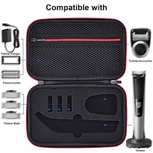 LinMei Travel Trimmer Case Compatible with One blade QP6510/70 QP6520/70 Pro Wet Dry Electric Shaver Hard Portable Storage Carrying Case for Shavers and Accessories