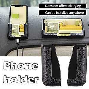 2022 Upgraded Multifunctional Mobile Phone Bracket, Self Adhesive Dashboard Mount Car Phone Holder, 2PairsAdjustable Width Car Sticky Navigation Mobile Phone Bracket + 1PCS Phone Ring Holder (Black)