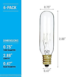 KOR (Pack of 6) 15T6/CL - 15 Watt T6 Clear Tubular - 120V - Candelabra (E12) Base - Incandescent Light Bulb