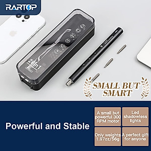 RARTOP Screwdriver Set – Electric Screwdriver, Precision Electric Screwdriver with 24 Magnetic Precision Bits, Ideal for Phones, Laptops, Computers, Glasses, Watches, Electronics and Gifts