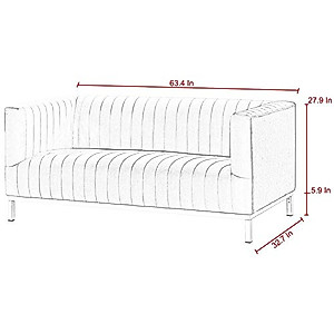 Posh Living Hayden Velvet Tuxedo Loveseat with Y-Metal Base in Navy Blue/Gold