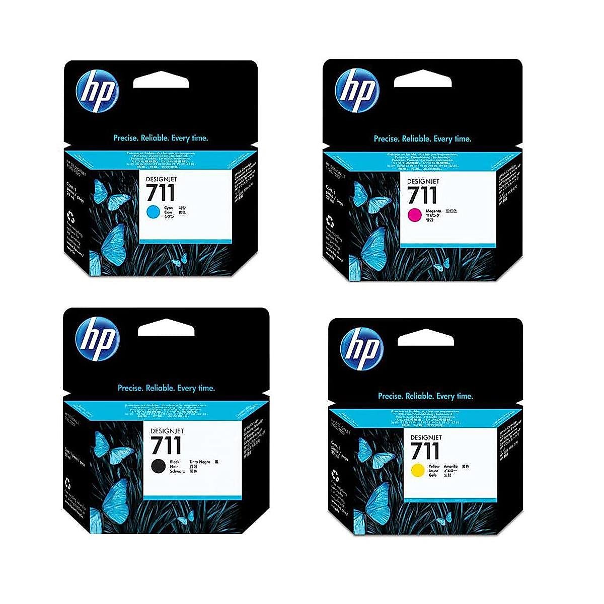 HP 711 Ink Cartridge Set Includes 80ml Black, 29ml Cyan,29ml Magenta,29ml Yellow