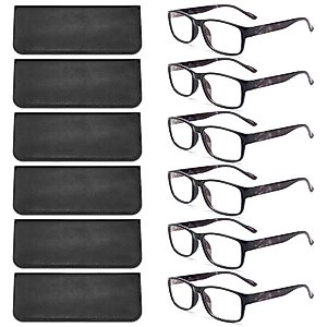 BLS BLUES Reading Glasses for Women/Men Blue Light Blocking, Computer Readers Anti Migraine/Eye Strain Blocker Eyeglasses 6 Packs with Soft Case (Mix2 1.5)
