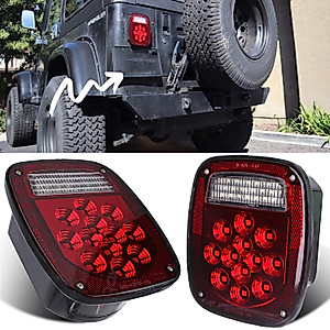 LIMICAR RV Tail Lights, 39 LED Trailer Lights, Red/White Dual Colors Stop Tail Turn Signal Backup Reverse RV Brake Lights for Jeep YJ TJ JK CJ Trailer Truck Caravan