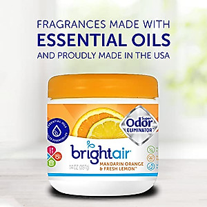 Bright Air Solid Air Freshener and Odor Eliminator, Mandarin Orange and Fresh Lemon Scent, 14 Oz Each, 6 Pack