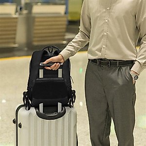 LUXEORIA Genuine Leather Backpack for Men and Women, Minimalistic Backpack, Handmade Retro Style 15.6" Laptop Bag, Daypack with Utility Pockets & Trolley Sleeve - Black