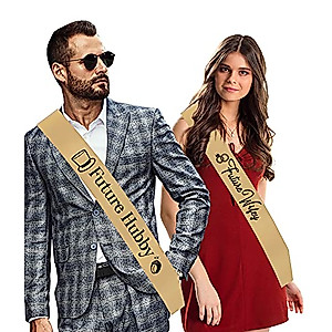 BroSash Bachelorette & Bachelor Party Sash -"Future Wifey" &"Future Hubby" Groom, Bride to Be Supplies 2 pcs Set Best Wedding Gifts Bridal Shower Decorations Engagement Favors Miss to Mrs. Gift Kit